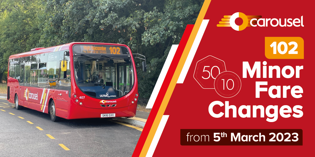 102 Minor Fare Changes from 5th March 2023 - Carousel Buses